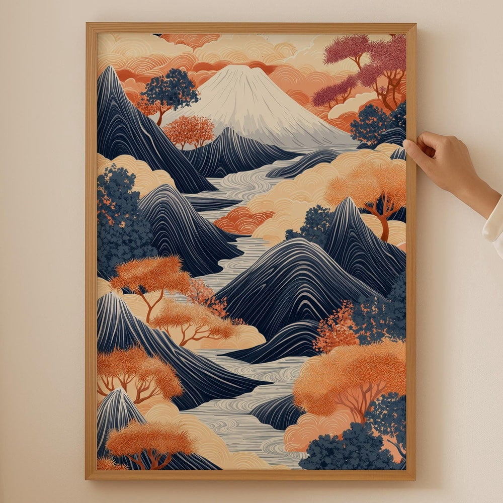 DOPAPRINT Japanese Fuji Art- Japandi Poster for above Couch, Japanese ...