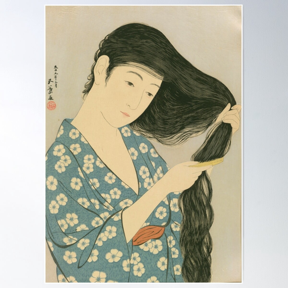 DOPAPRINT Japanese Ukiyo-E Art By Goyo Hashiguchi "Kamisuki" Poster ...