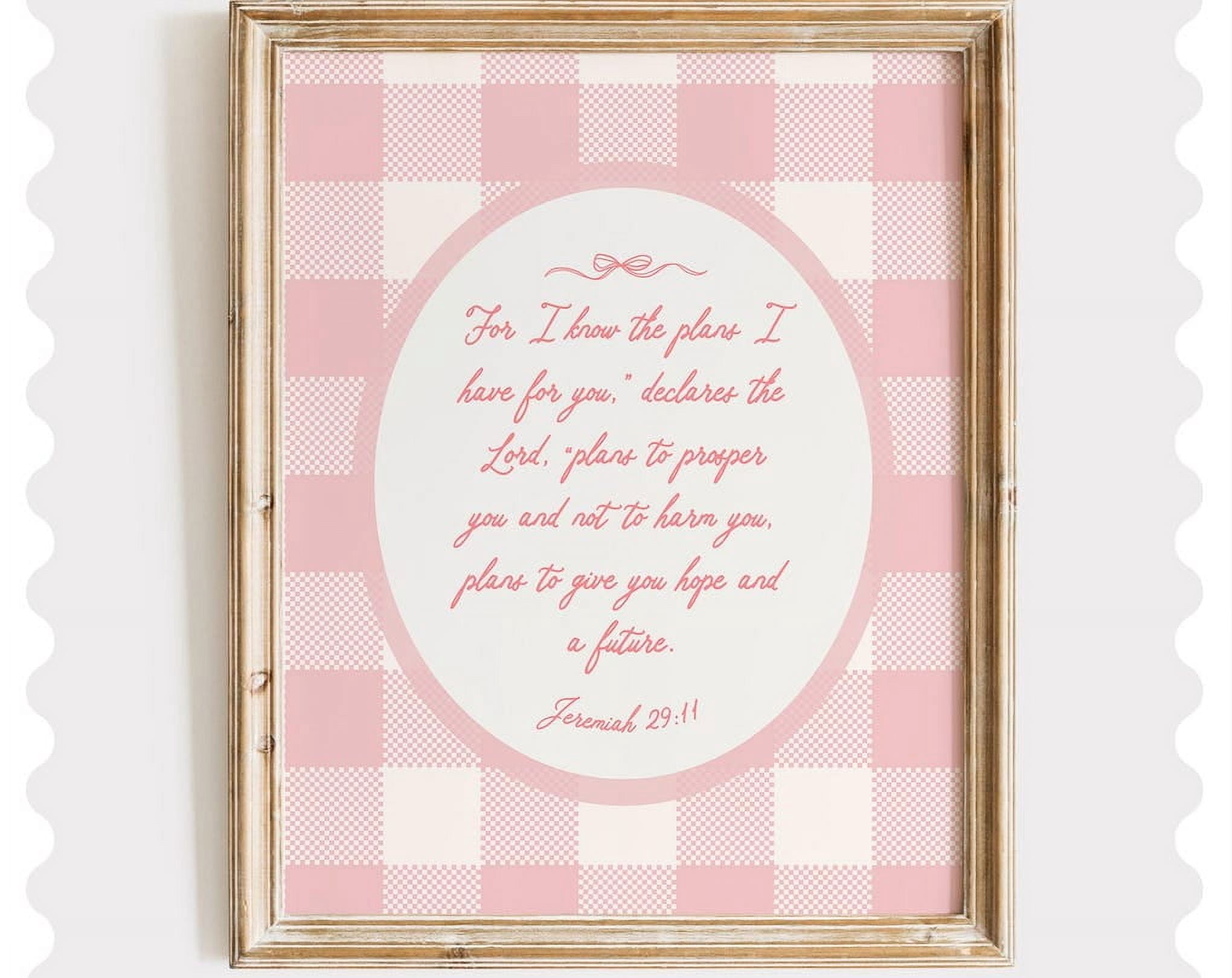 DOPAPRINT Jeremiah Gingham Pink Print Christian Scripture Wall Art ...