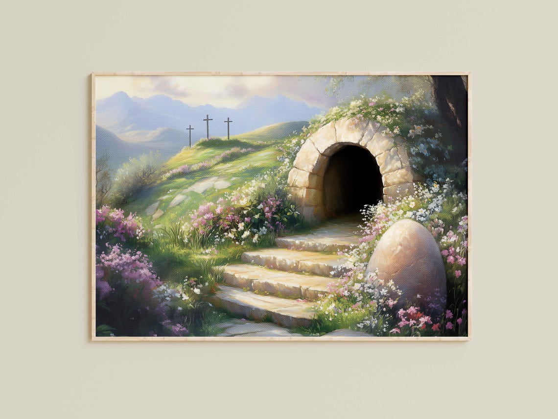 DOPAPRINT Jesus Empty Tomb Bible Verse Wall Art, Christian Religious He ...