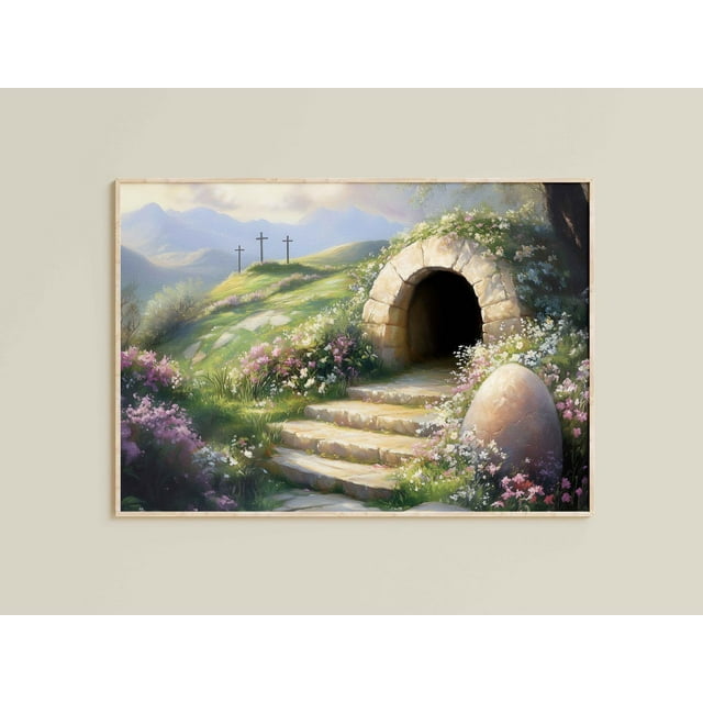 DOPAPRINT Jesus Empty Tomb Bible Verse Wall Art, Christian Religious He ...