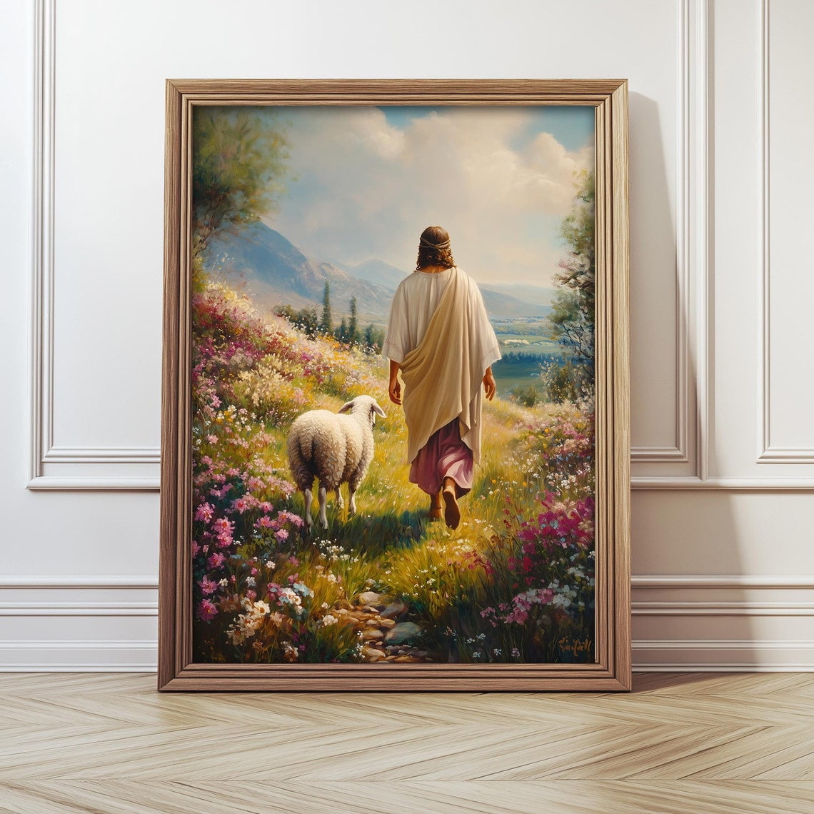 DOPAPRINT Jesus The Good Shepherd Wall Art, Modern Christian Print, Parable Of The Lost Sheep ...
