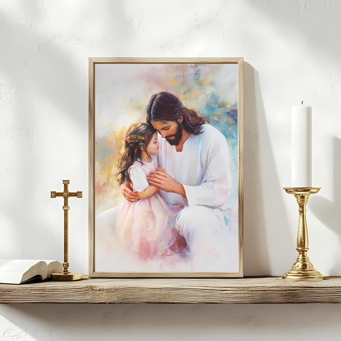 DOPAPRINT Jesus And Little Girl Art, Christian Painting, Tender Lds ...