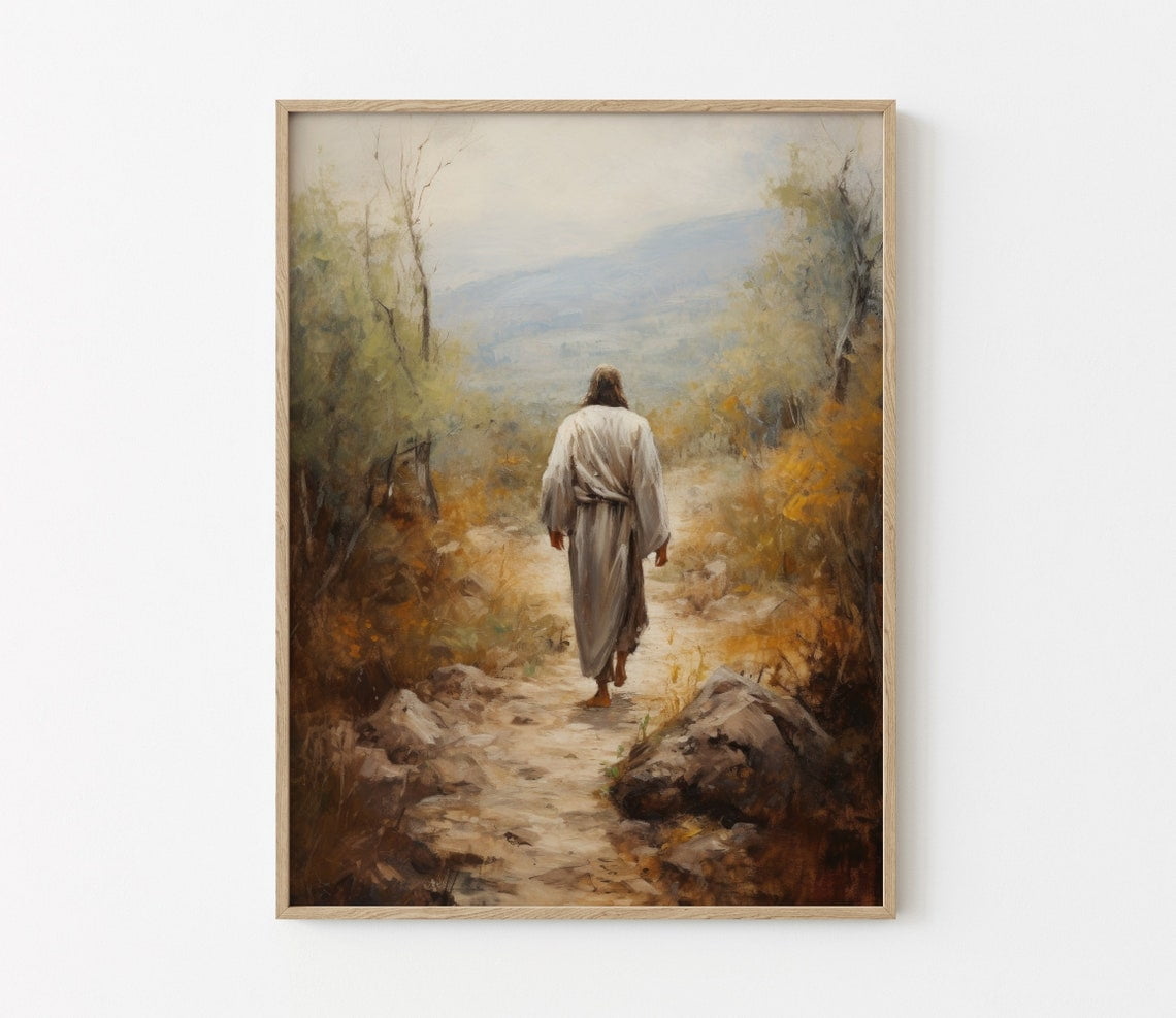 DOPAPRINT Jesus On The Path Oil Painting Print, He Is Risen, Saviour ...