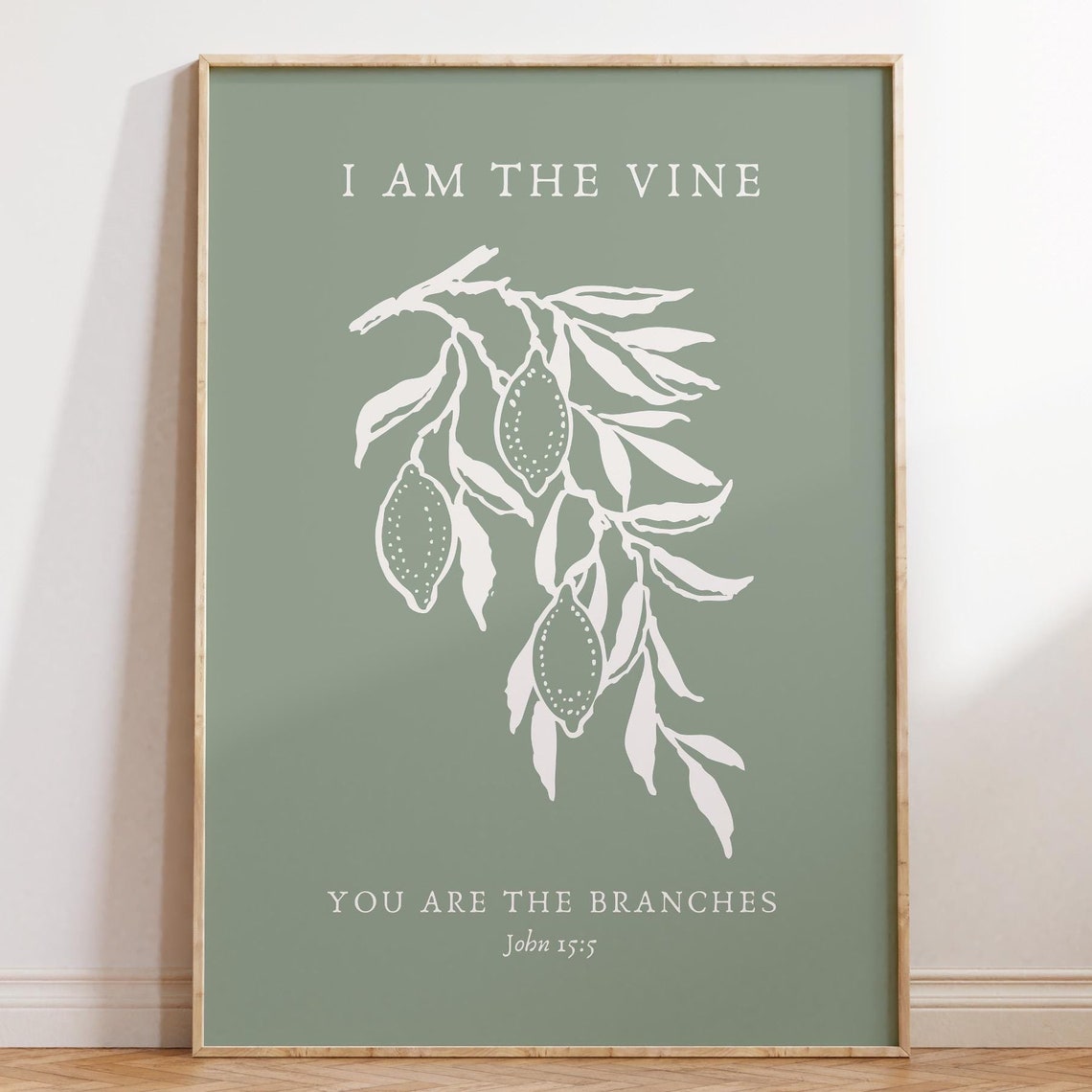 DOPAPRINT John 15 Christian Wall Art Bible Verse Quote Sage Green ...