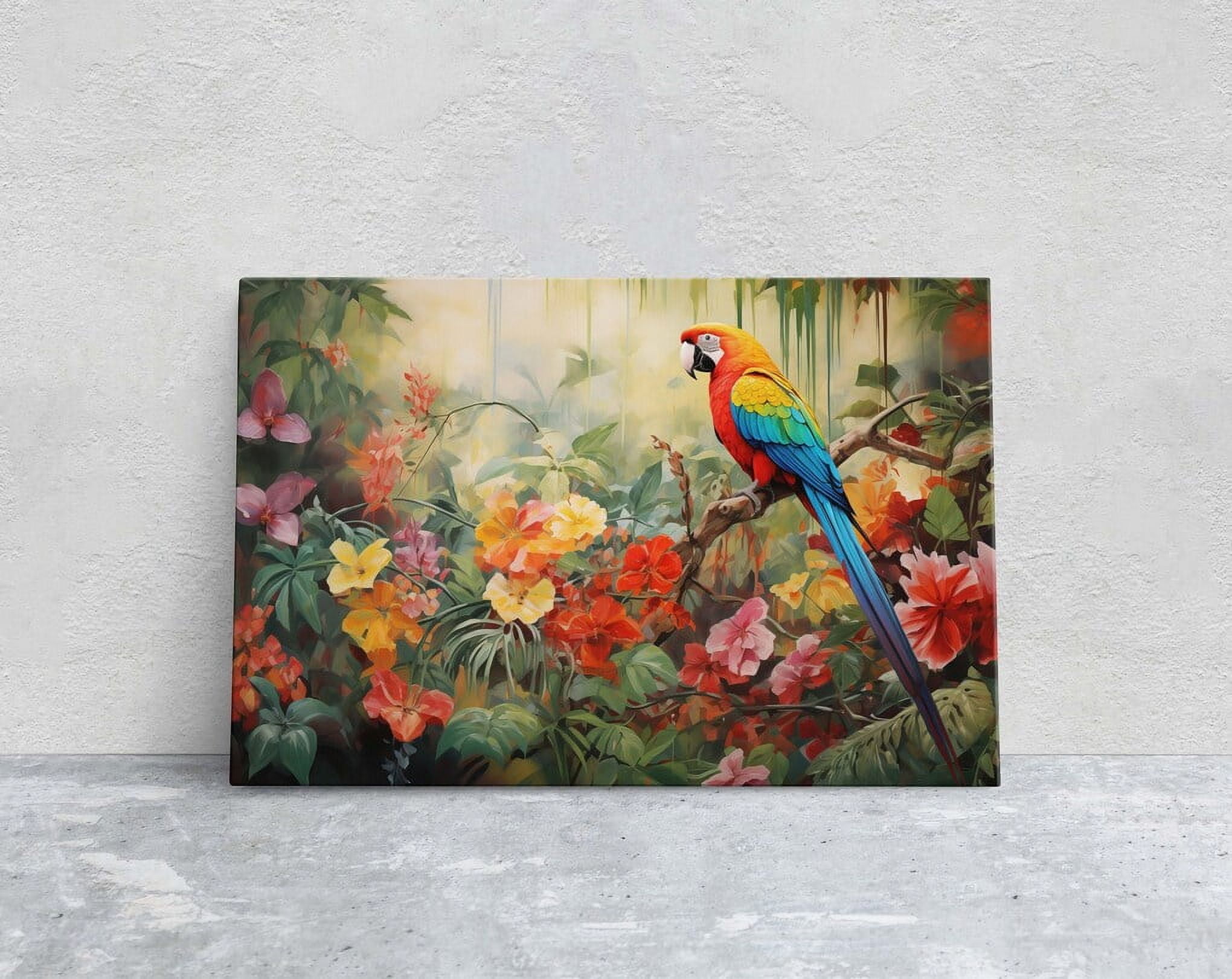 DOPAPRINT Jungle Bird Painting, Jungle Art, Green Jungle, Framed ...