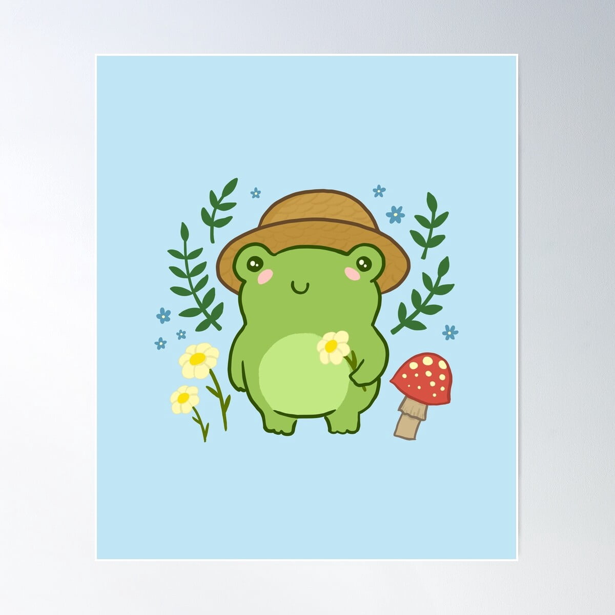 DOPAPRINT Kawaii Green Frog with Gardener Hat: Funny Cottagecore Froggy ...