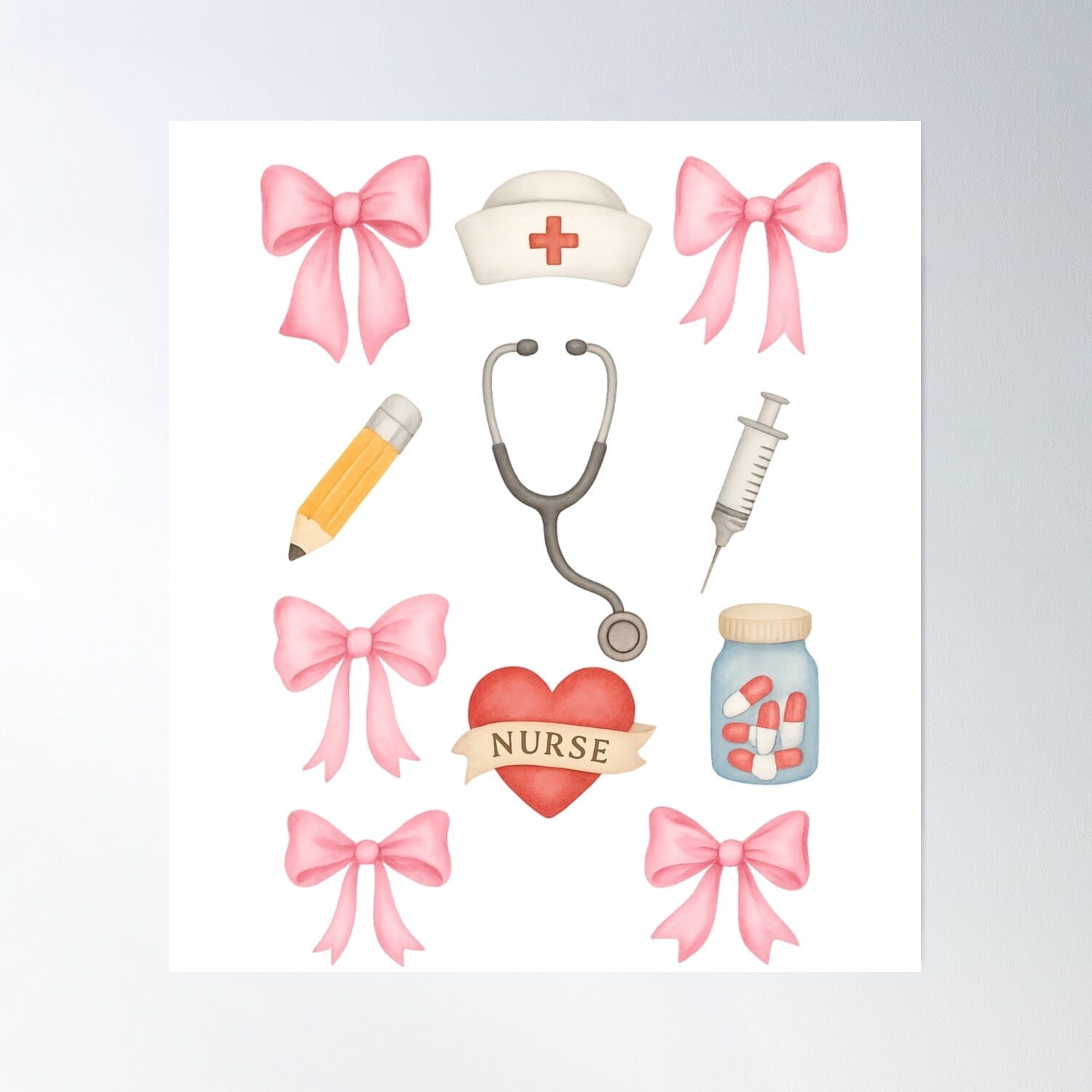 DOPAPRINT Kawaii Nurse Stickers Set, Pink Bow Nurse , Cute Medical ...