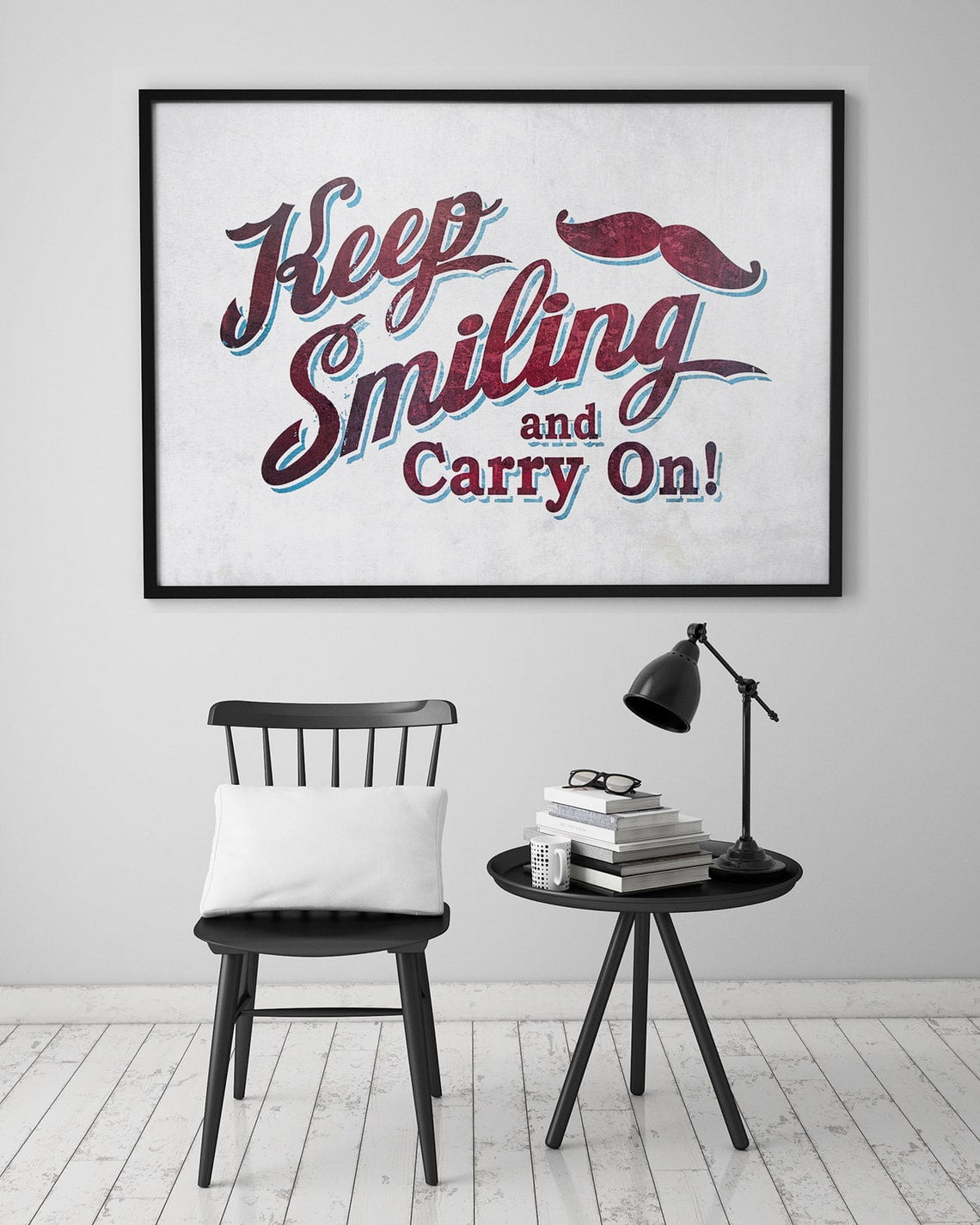DOPAPRINT Keep Smiling And Carry On Art Print, Moustache Art Print ...