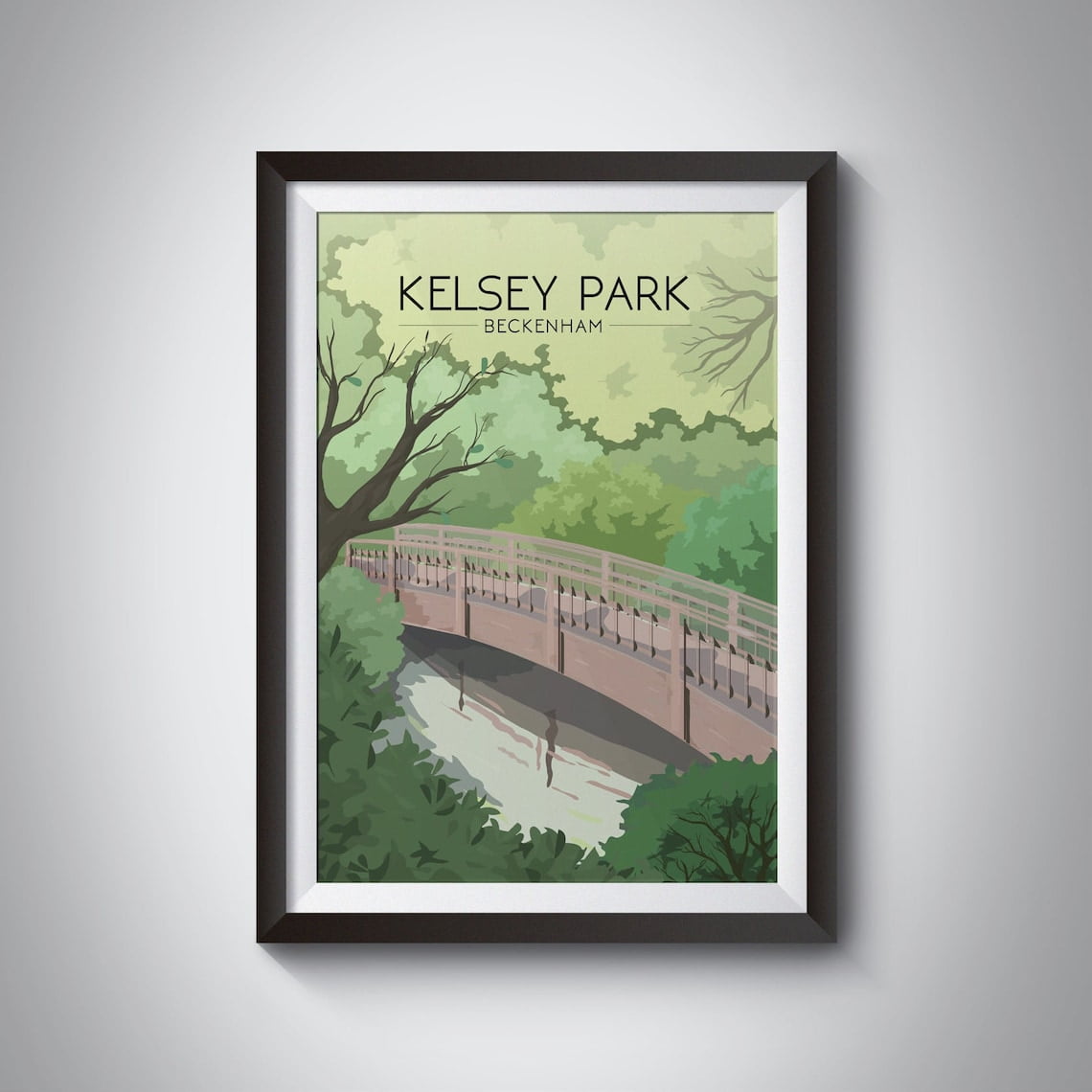 DOPAPRINT Kelsey Park London Travel Poster, Beckenham, Bromley, River Beck, Vintage Travel Print ...