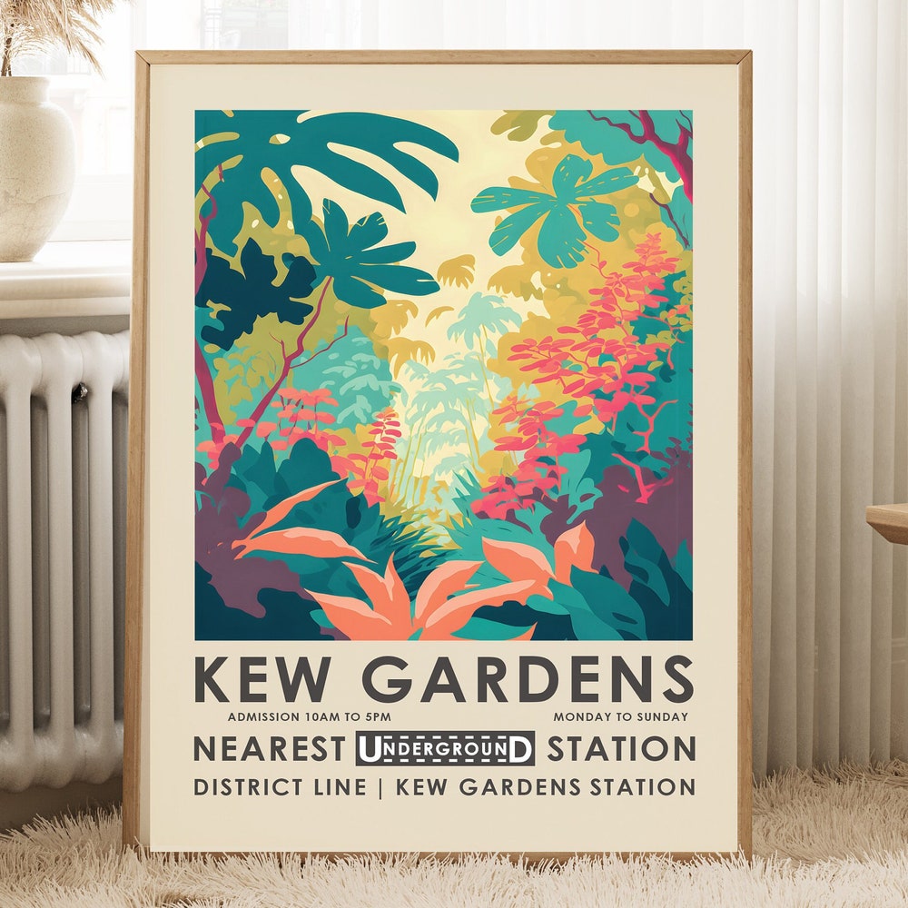 DOPAPRINT Kew Gardens print, Retro botanical poster, Kew Gardens poster ...