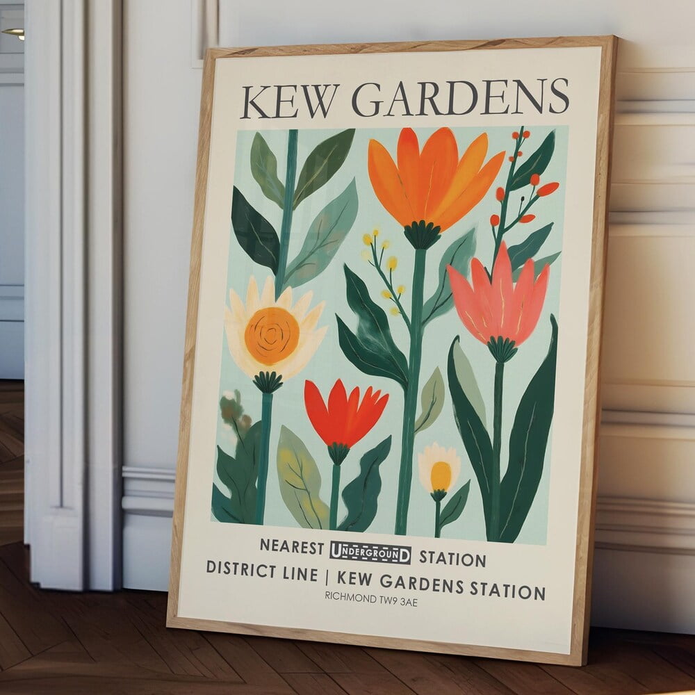 DOPAPRINT Kew Gardens print, orange and green floral print, vintage ...