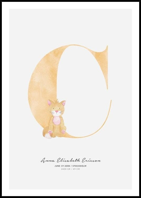 DOPAPRINT Kids Letter C Personal Poster Wall Art, Bedroom NO FRAMED ...