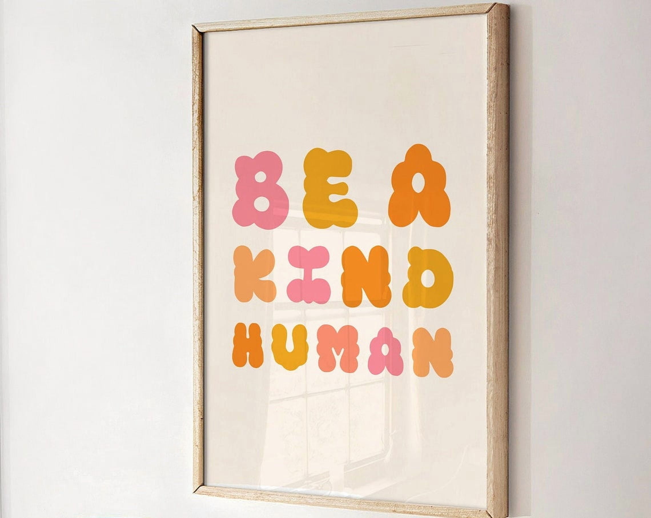DOPAPRINT Be A Kind Human Print, Retro Groovy Wall Art, Playroom Wall ...