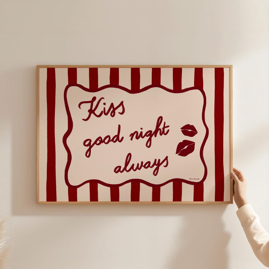 DOPAPRINT Kiss Good Night Always Wall Art, Bedroom Quote Wall Art ...