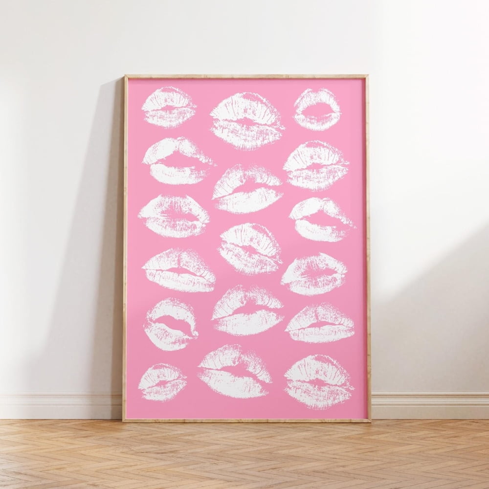 DOPAPRINT Kiss Lips Wall Art, Pink Lips Print, Trendy Prints, Dorm ...