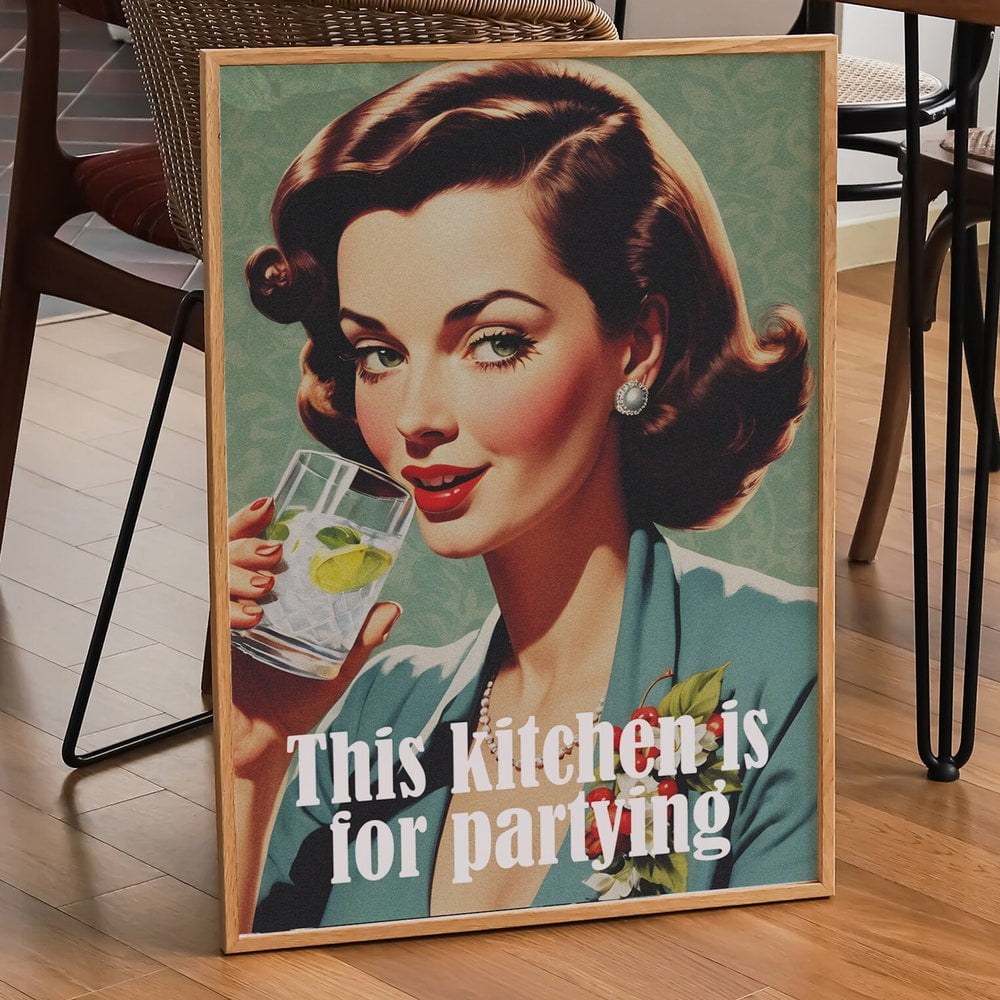 DOPAPRINT This Kitchen is for Partying print, Retro kitchen poster ...