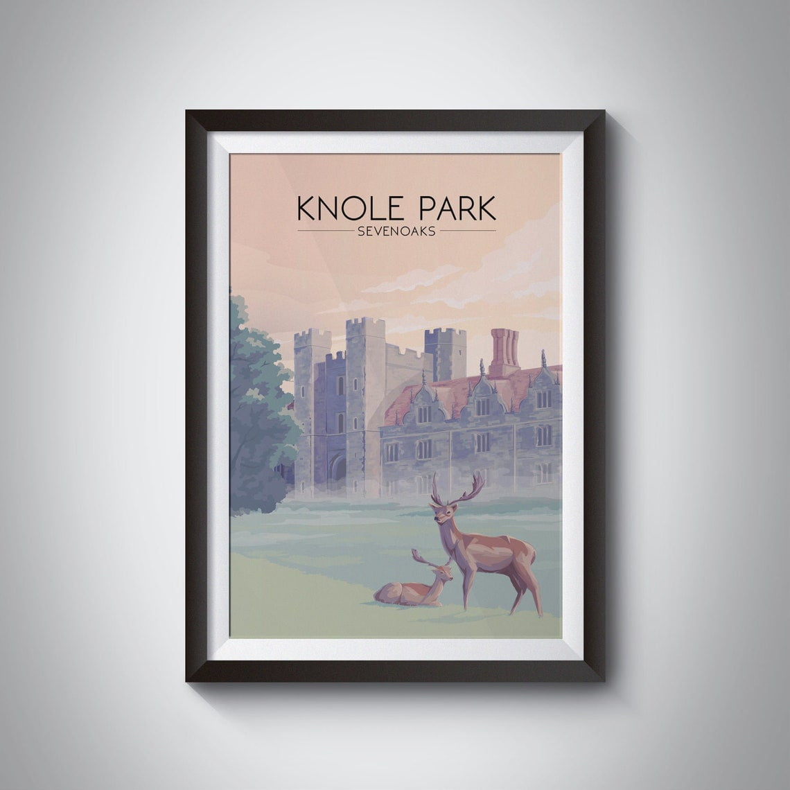 DOPAPRINT Knole Park Travel Poster, Sevenoaks Print, Kent Downs Aonb England, National Trust ...