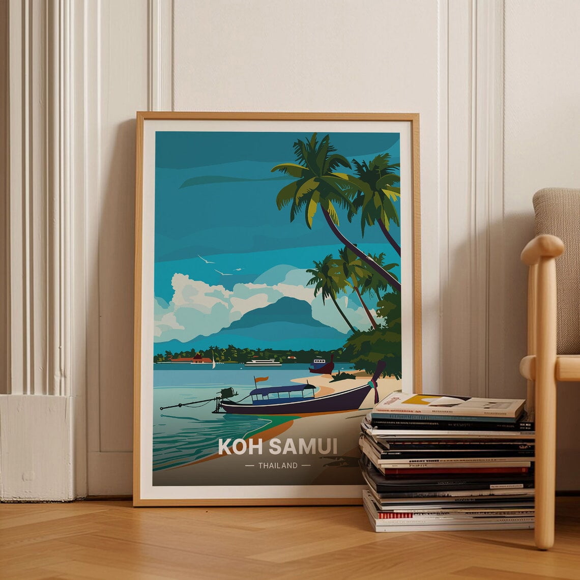 DOPAPRINT Koh Samui Travel Poster, Retro Thailand Wall Art, Exotic Destination Decor, Travel ...