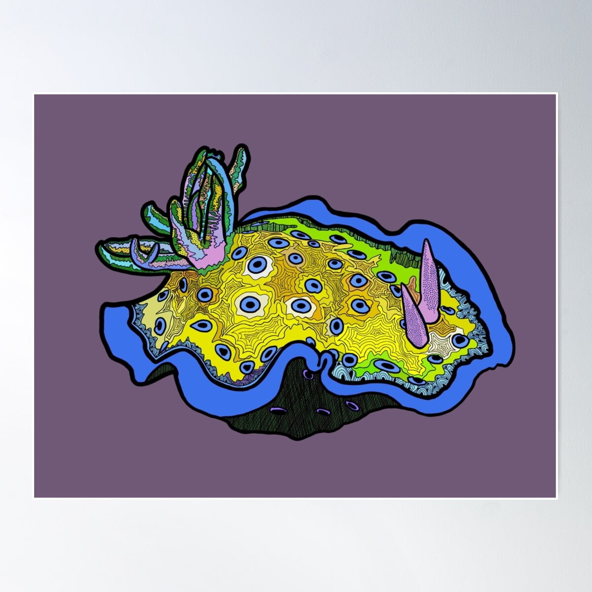 DOPAPRINT Kunie'S Chromodoris Sea Slug With Fill Based On Natural Coloration Poster Wall Art ...