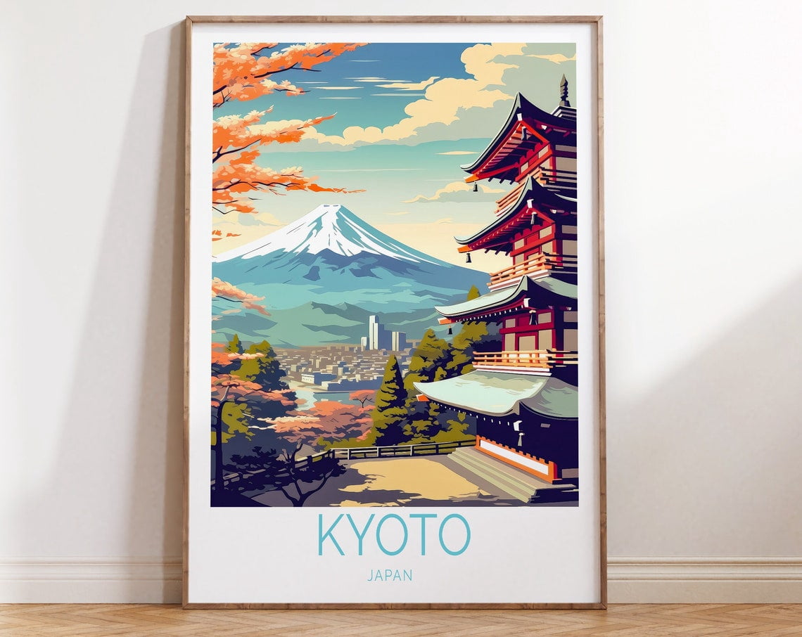 DOPAPRINT Kyoto Japan Travel Poster, Kyoto Japan Fuji Travel Poster ...