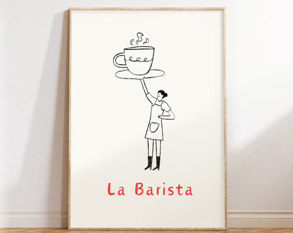 DOPAPRINT La Barista Print, Cute Coffee Poster, Funny Barista Wall Art ...