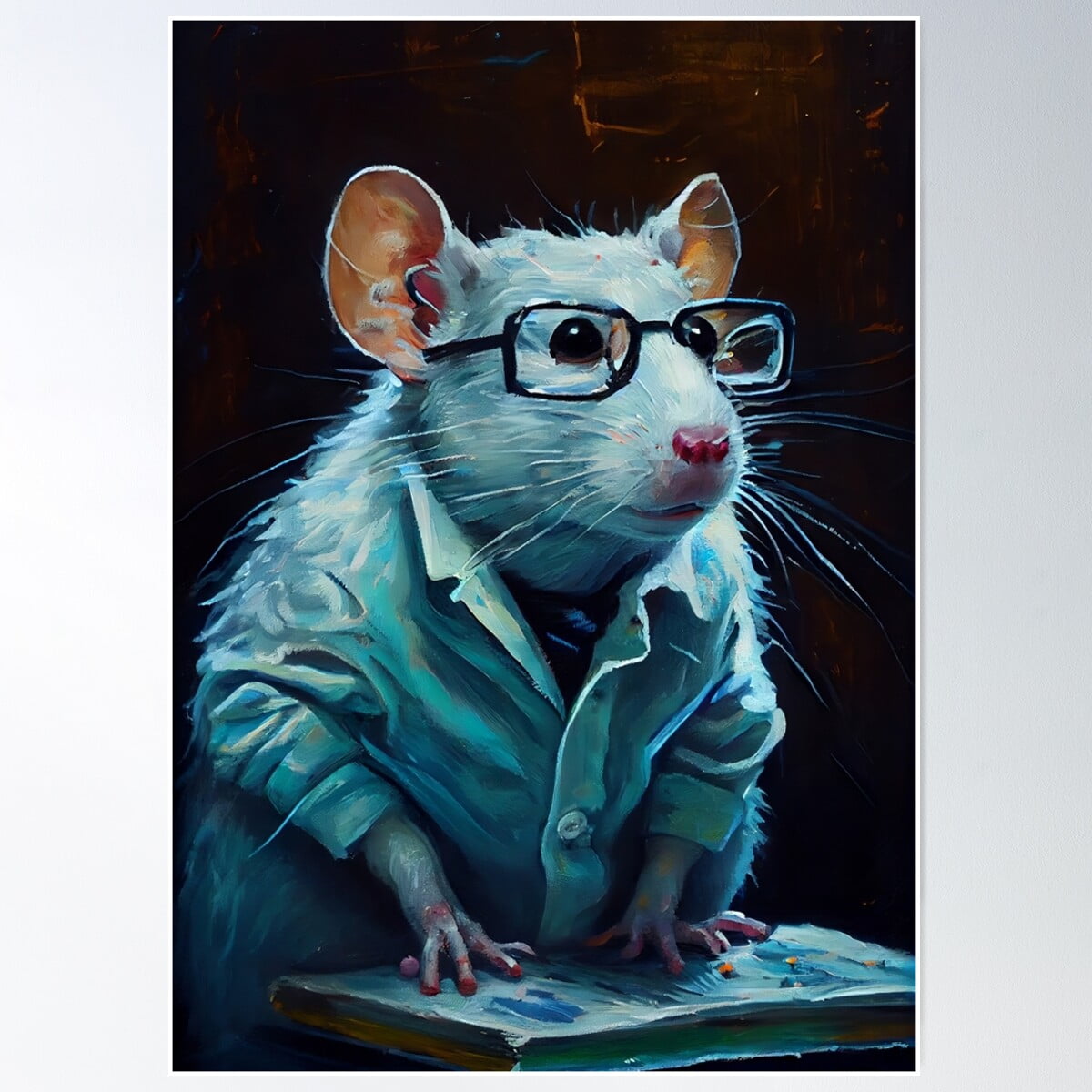 DOPAPRINT Lab Rats - Impasto Oil Painting. A Mouse Doctor Reading Up On ...