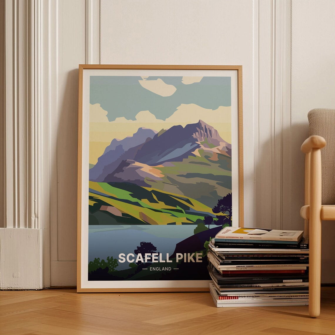DOPAPRINT Lake District Travel Poster, Scafell Pike Landscape Art ...
