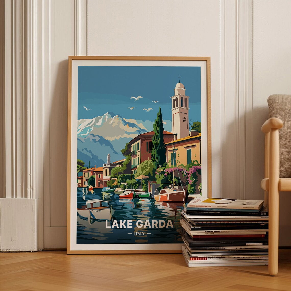 DOPAPRINT Lake Garda Travel Poster, Italy Landscape Art, Scenic Italian ...