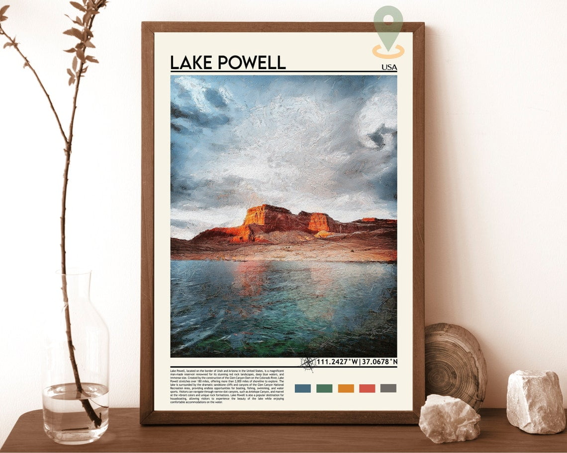 DOPAPRINT Lake Powell Travel Poster, Lake Powell Wall Art, Lake Powell ...
