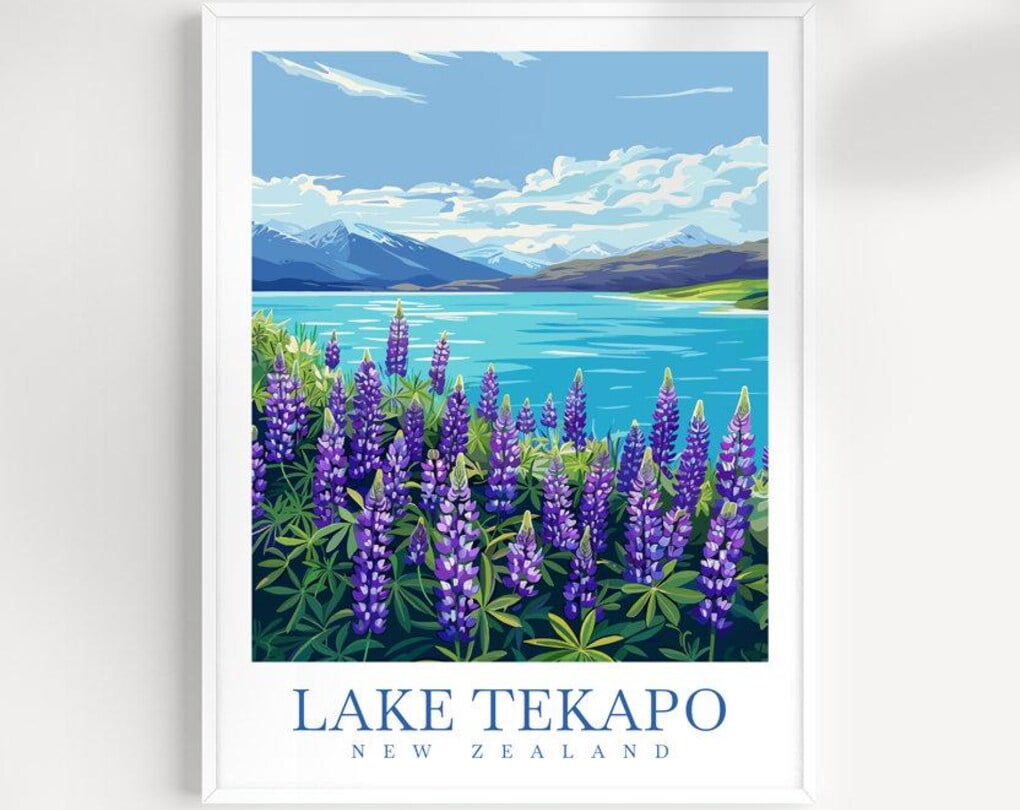 DOPAPRINT Lake Tekapo Travel Print Wall Art Lake Tekapo Wall Hanging ...