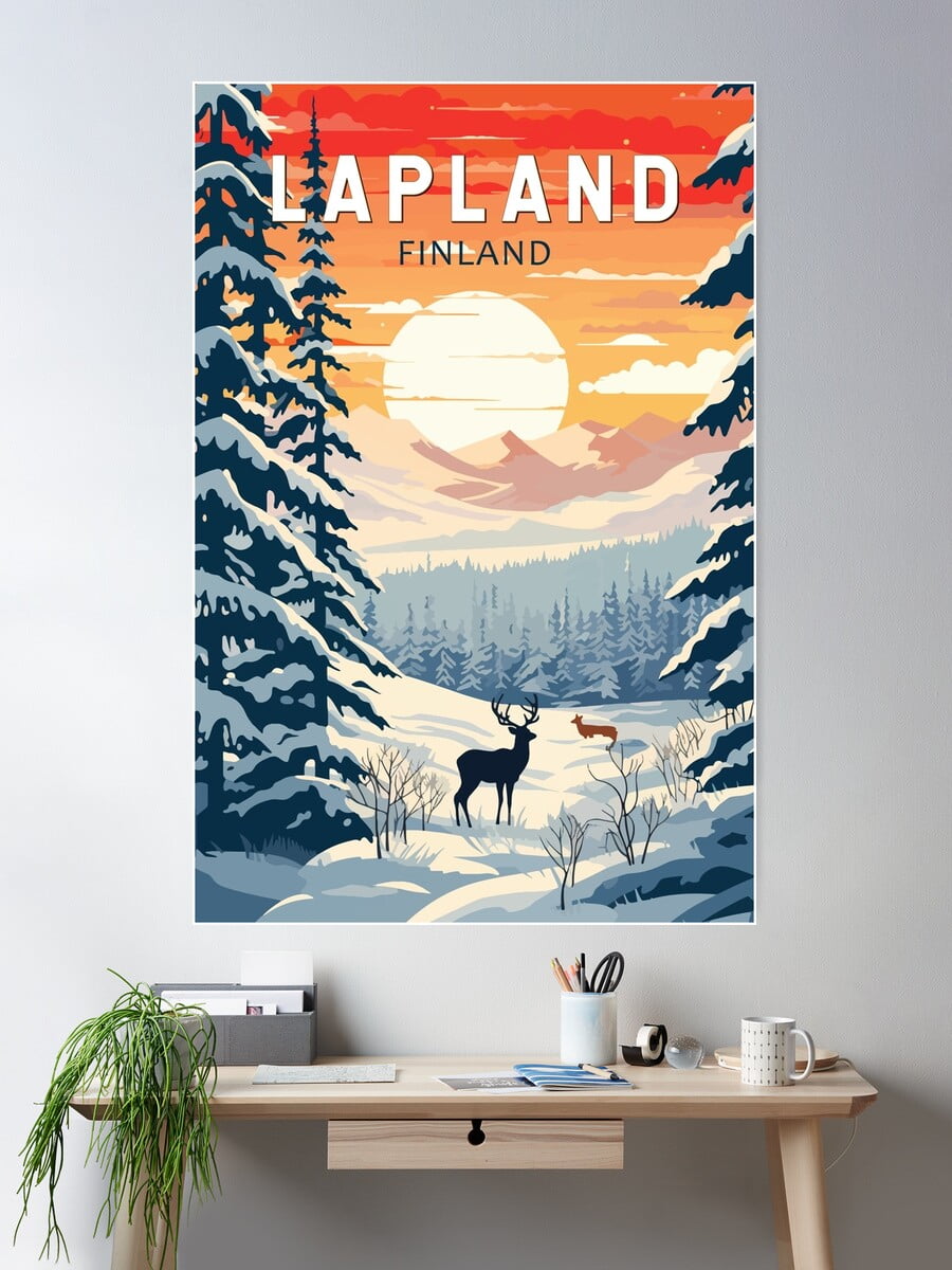 DOPAPRINT Lapland Finland Travel Art Vintage Poster Wall Art, Modern ...