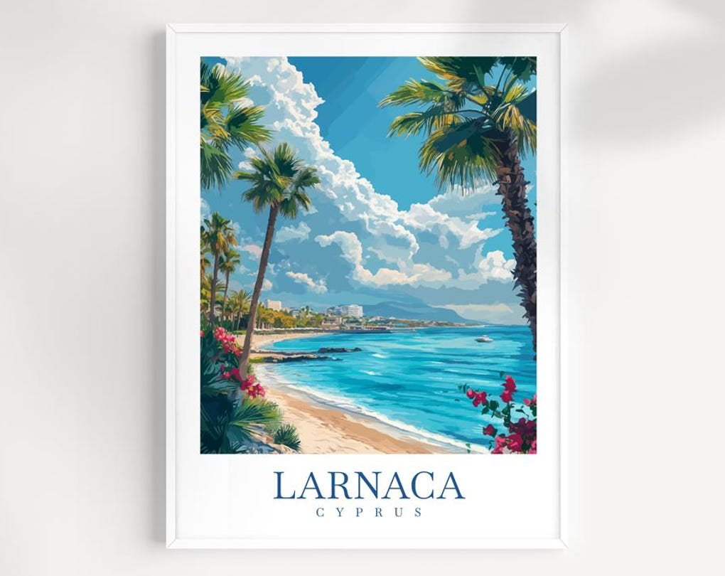 DOPAPRINT Larnaca Travel Wall Art Print Coastal Cyprus Landscape ...