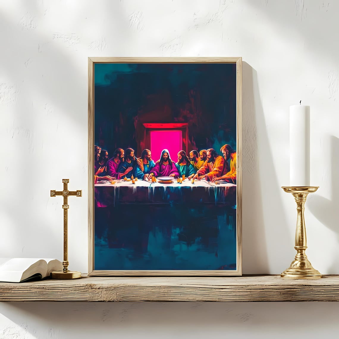 DOPAPRINT Last Supper Neon Style, Modern Christian Wall Art, Jesus And ...