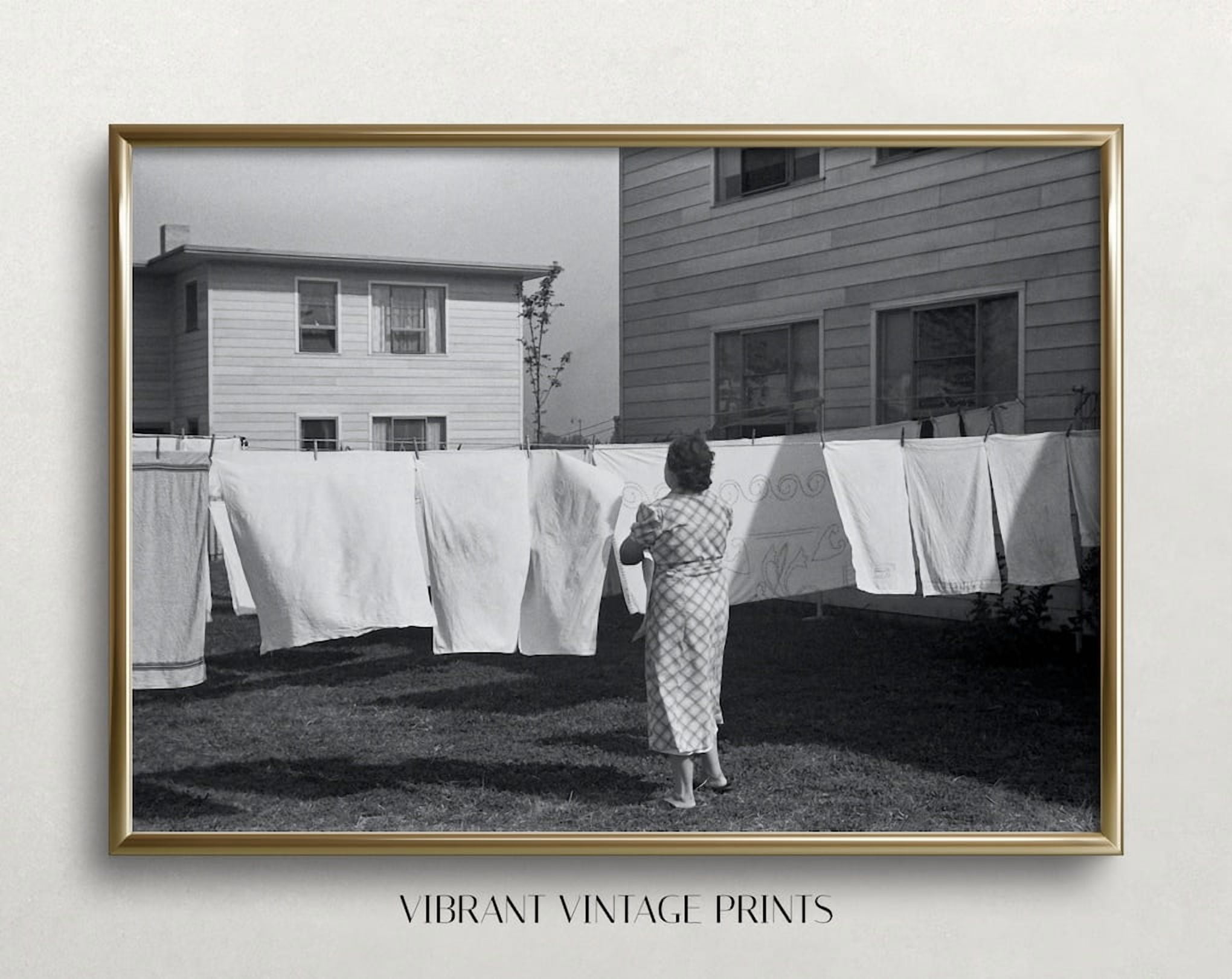 DOPAPRINT Laundry Day Print, Black And White Art, Vintage Wall Art ...