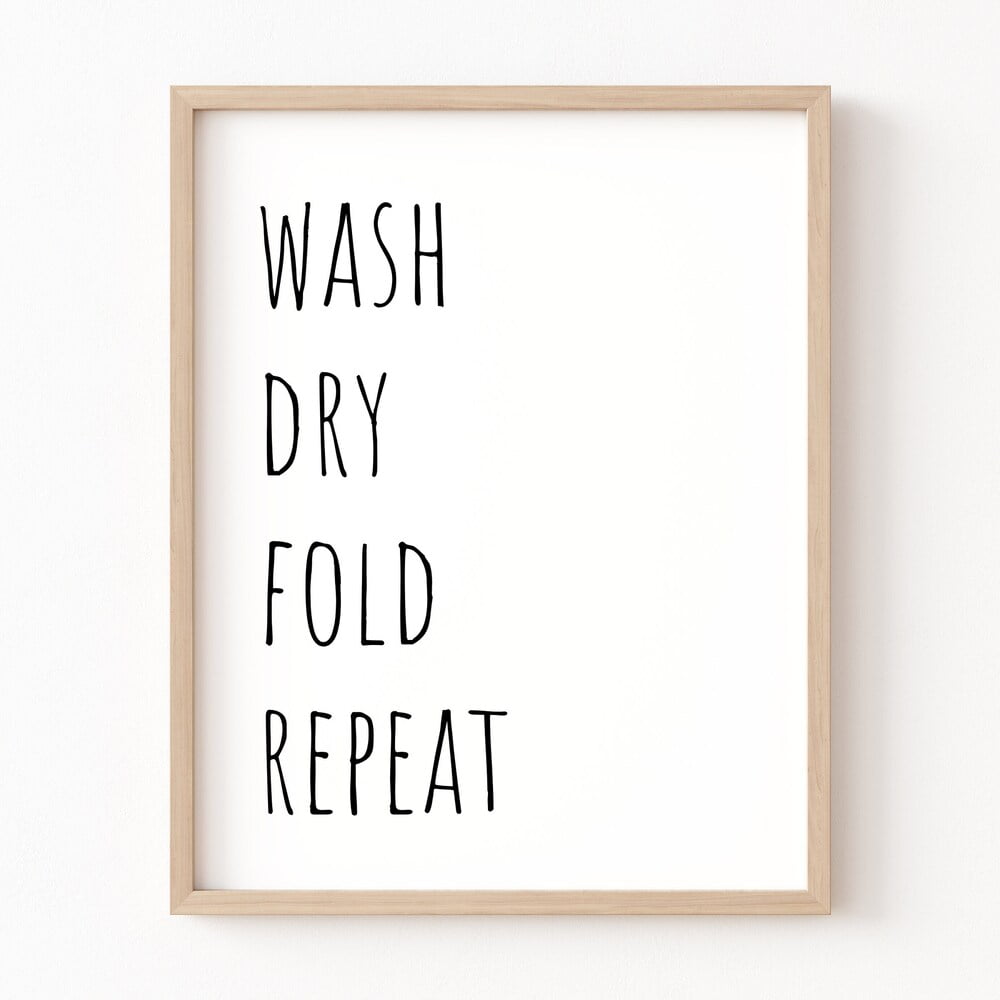 DOPAPRINT Laundry Printables, Wash Dry Fold Repeat Sign, Laundry Room ...