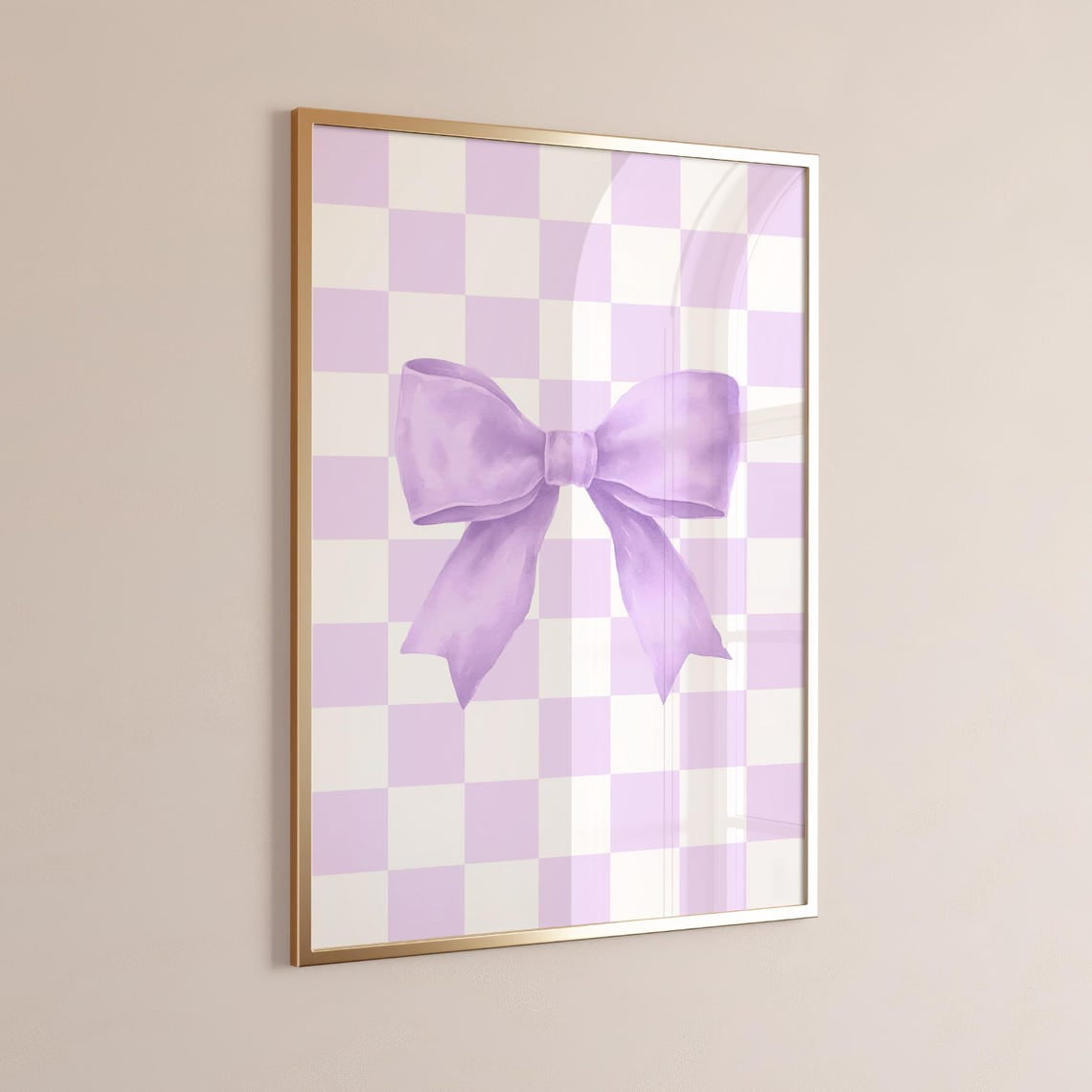 DOPAPRINT Lavender Bow Print Checkered Art Western Cowgirl Print Retro ...
