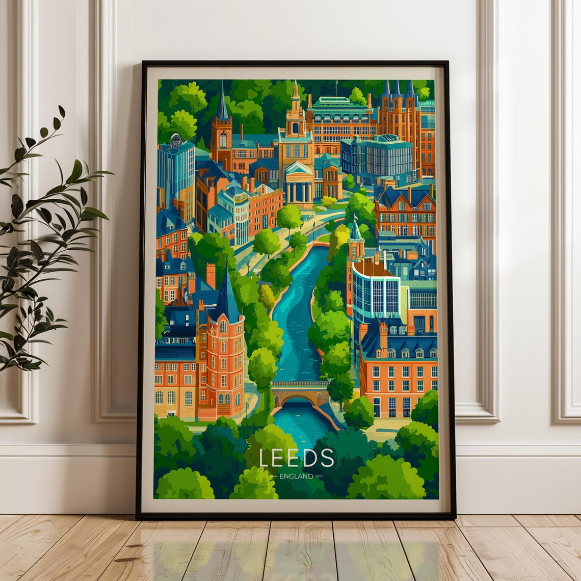 DOPAPRINT Leeds Travel Print - England Wall Art Poster, Yorkshire ...