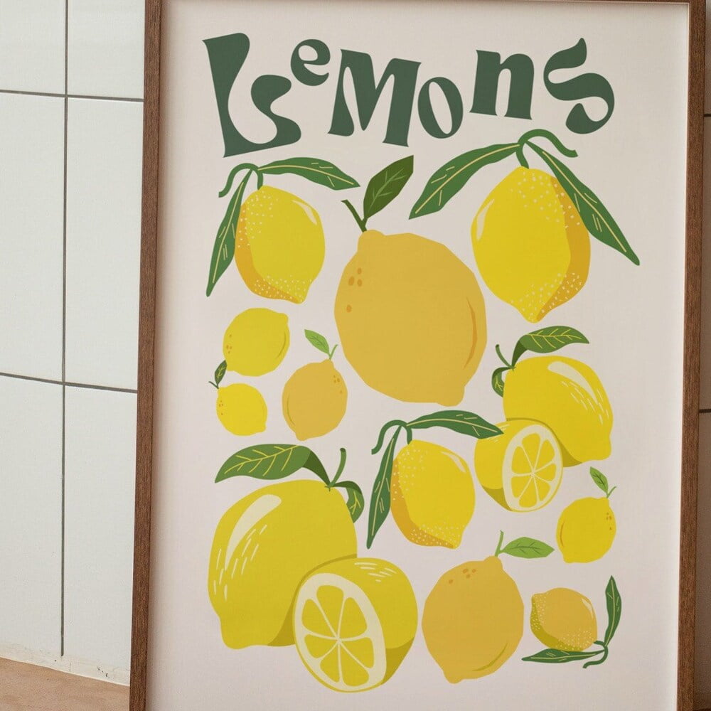 DOPAPRINT Lemons Wall Art, Lemon Poster Kitchen Decor, Funky Fruit ...