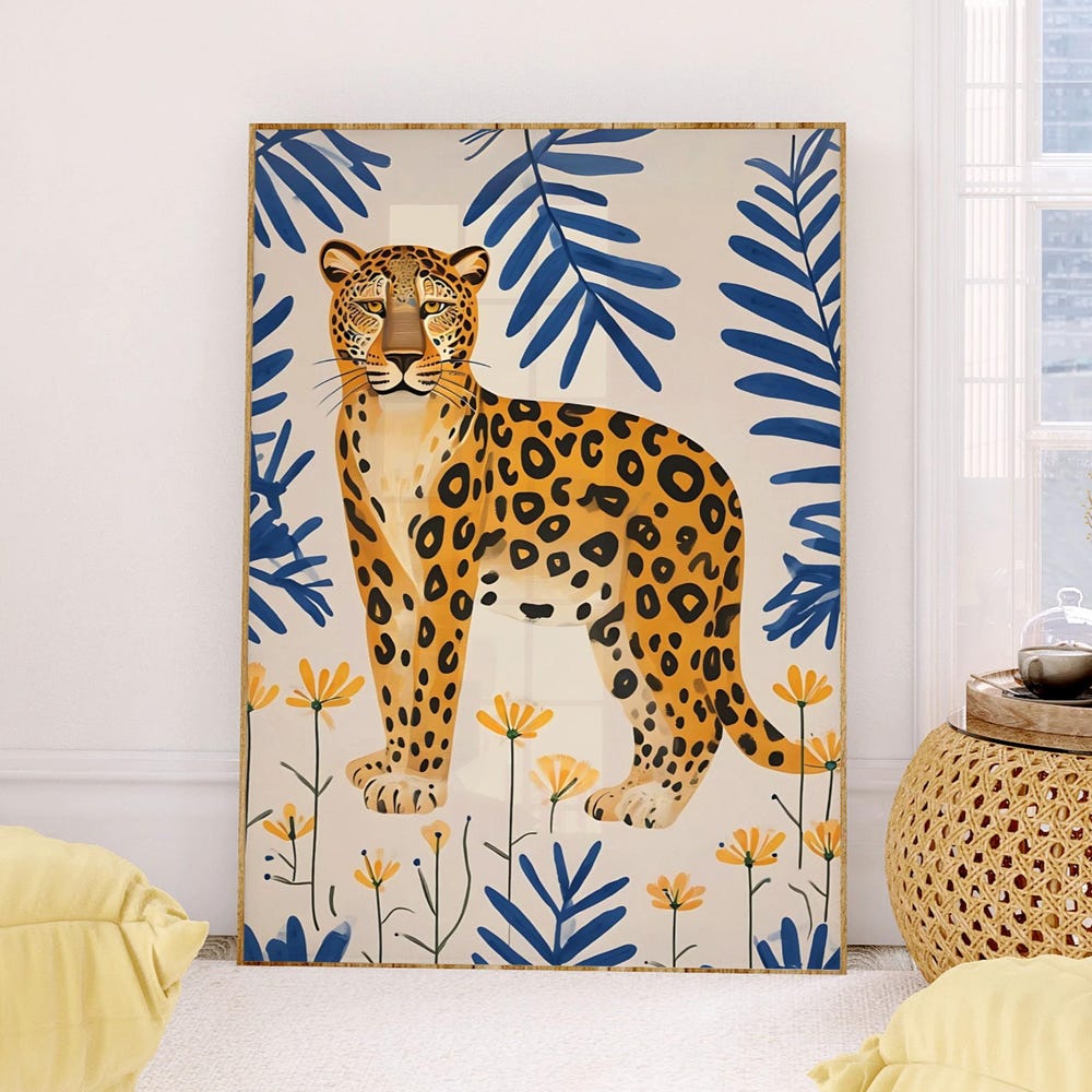 DOPAPRINT Leo.Pard Art Print Trendy Floral Cheetah Print Big Cat Animal ...