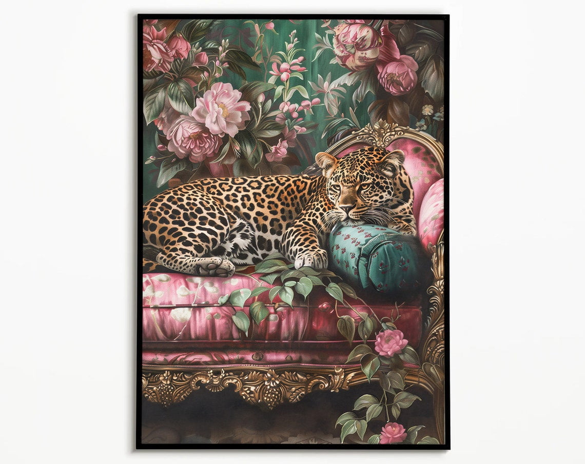 DOPAPRINT Leo.pard Lounging On Sofa, Wild Animal Art, Maximalist Wall ...