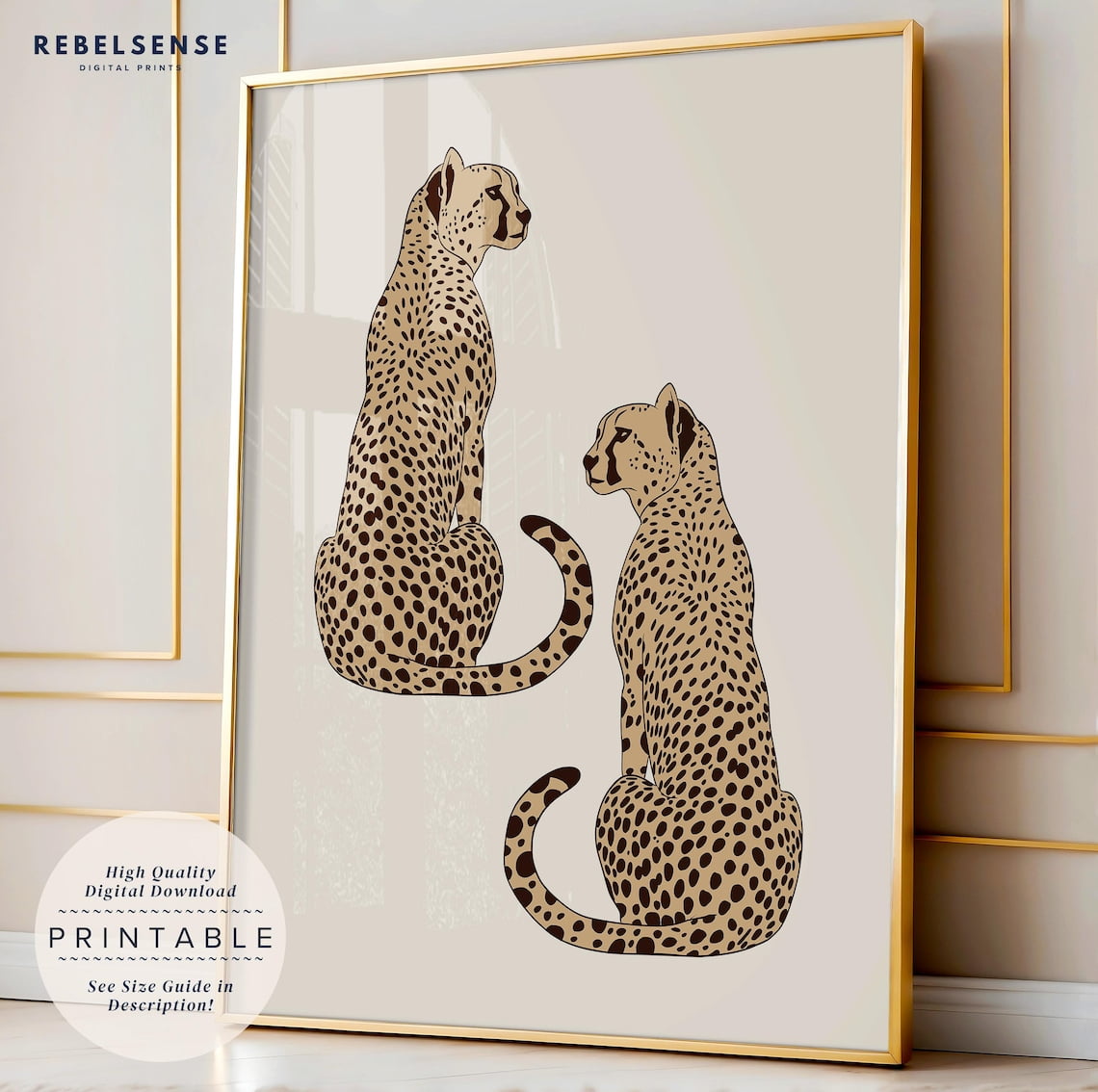 DOPAPRINT Leo.pard Print, Retro Neutral Wall Art, Cheetah Wall Art ...