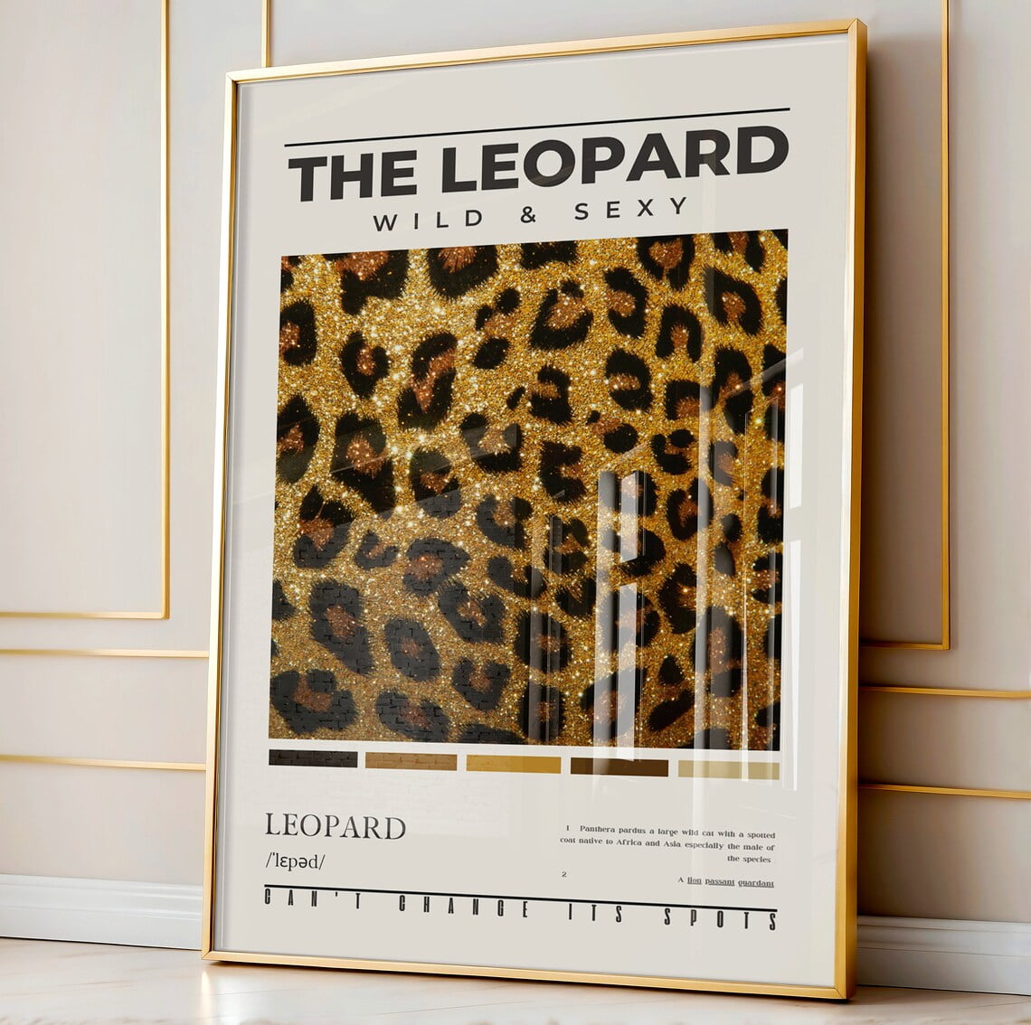 DOPAPRINT Leo.pard Wall Art, Shiny Leo.pard Pattern Print, Preppy ...