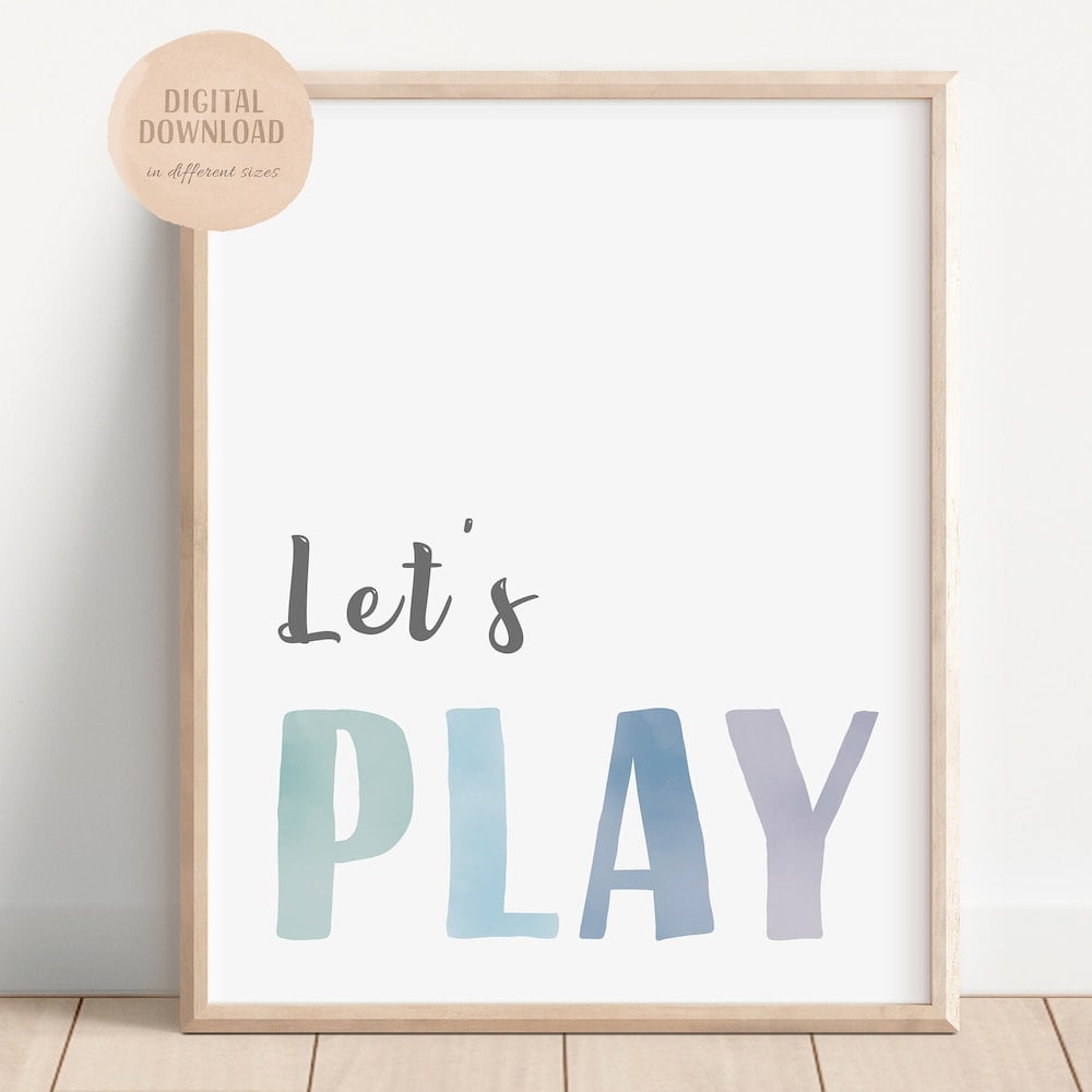 DOPAPRINT Lets Play Sign, Rainbow Nursery Wall Art, Playroom Sign, Kids ...