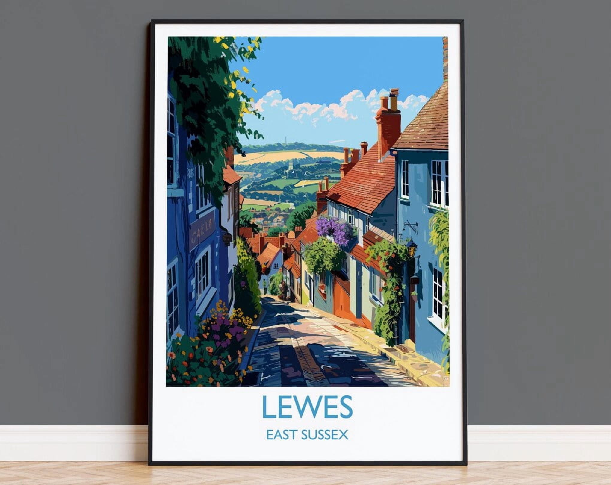 DOPAPRINT Lewes Travel Poster Wall Art, Lewes Travel Print, East Sussex ...
