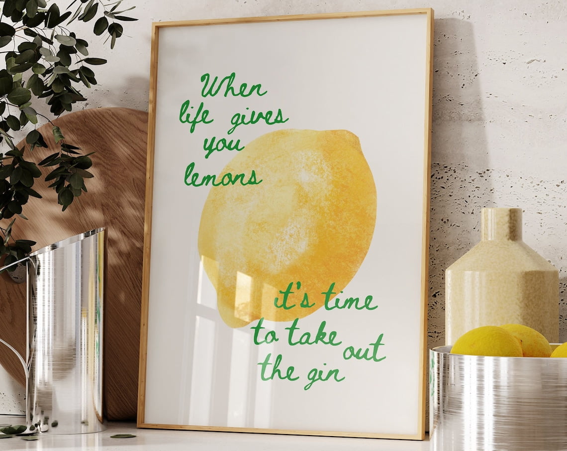 DOPAPRINT When Life Gives You Lemons Print, Bar Cart Art, Modern Bar ...