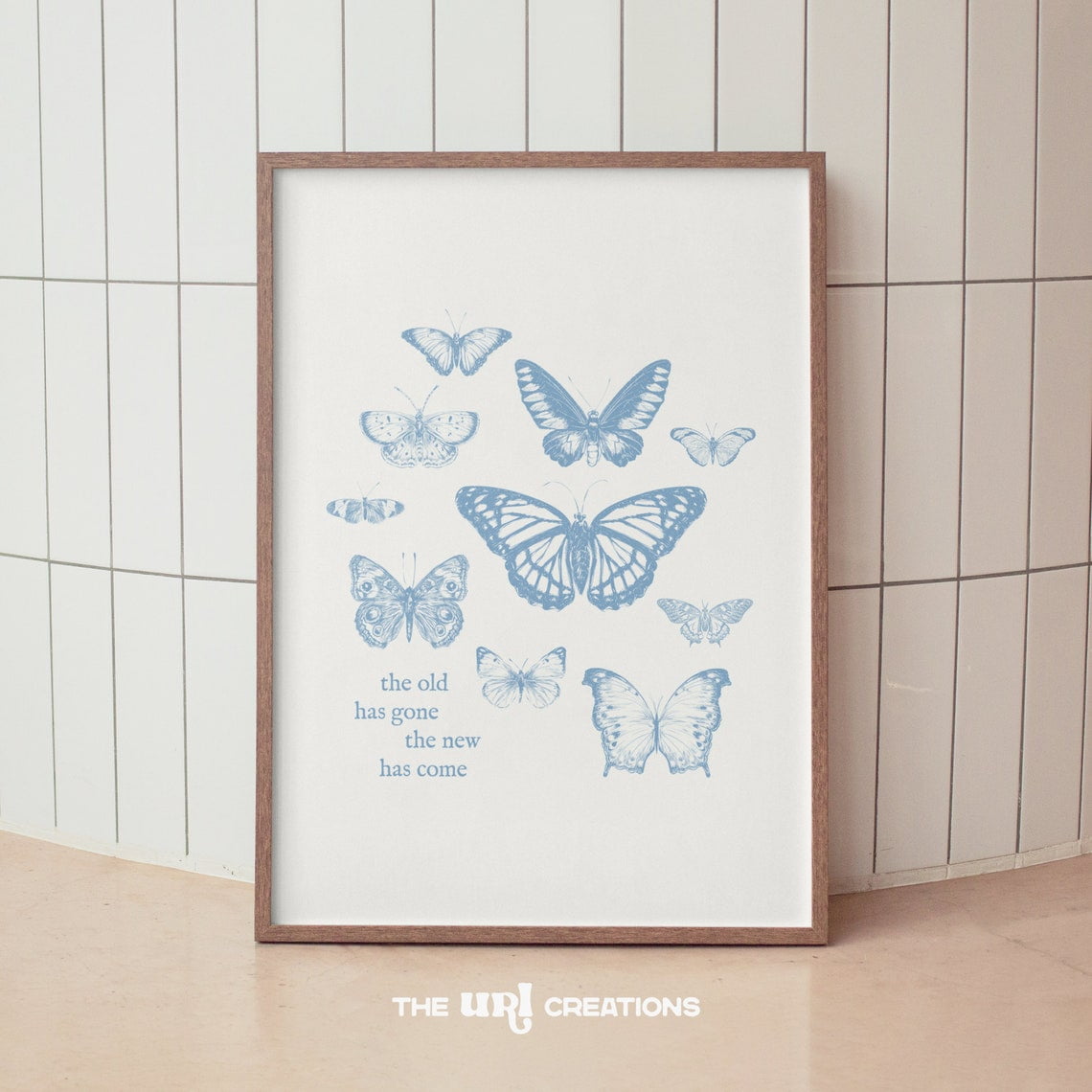 DOPAPRINT Light Blue Butterfly Sketch Christian Wall Art, Minimalist ...