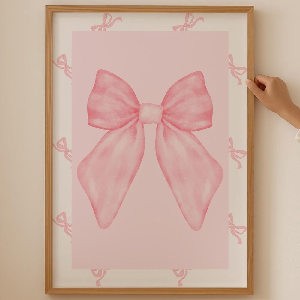 DOPAPRINT Light Pink Bow Poster- Cute girly Print for Coquette room ...