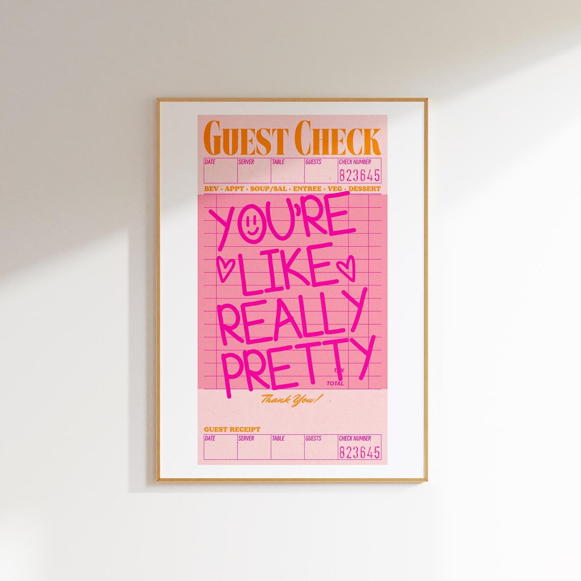 DOPAPRINT You'Re Like Really Pretty Guest Check Poster Dorm Decor, Funky Wall Art Retro Art ...