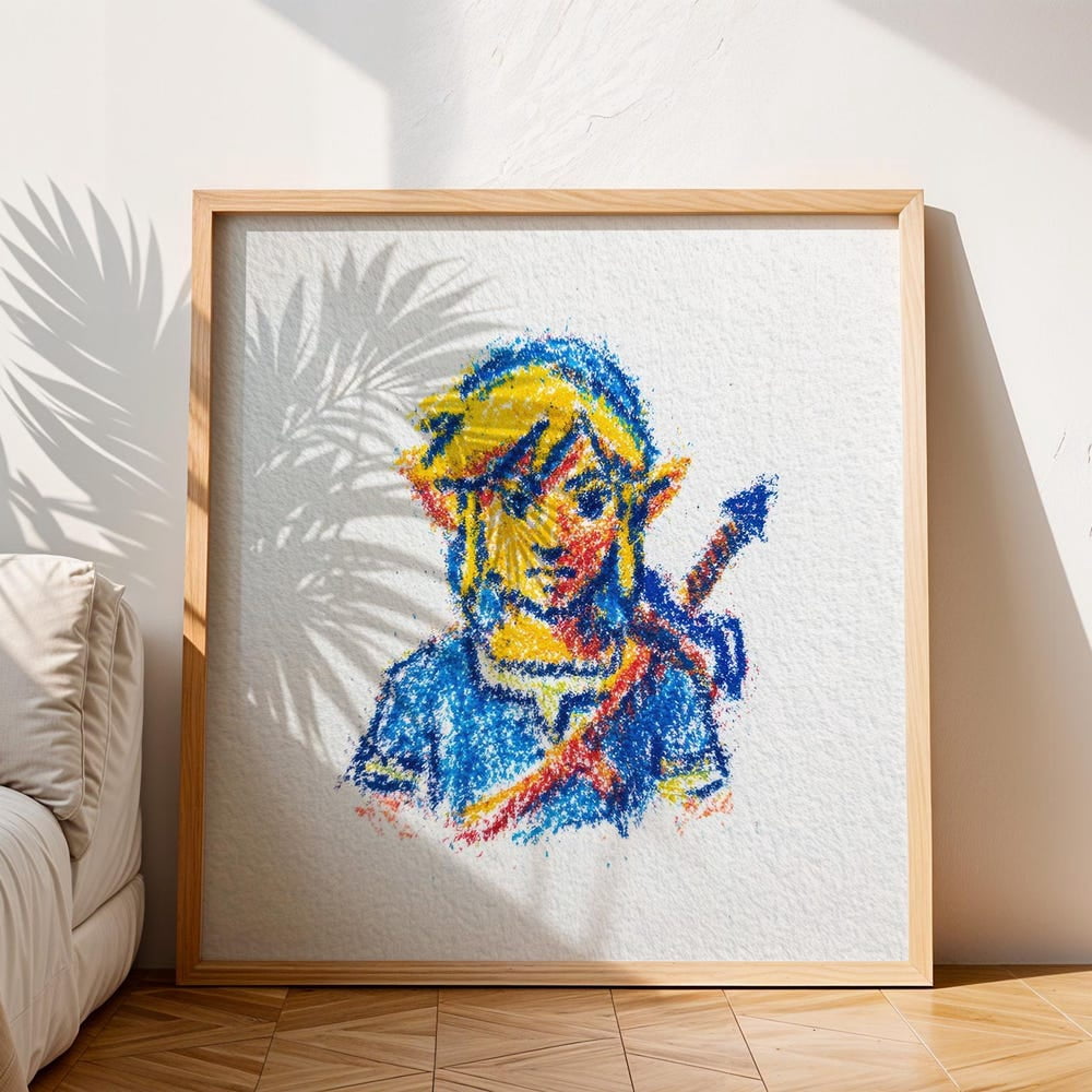 DOPAPRINT Link Crayon Art Print Legend Of Zelda Wall Decor, Gamer Room ...